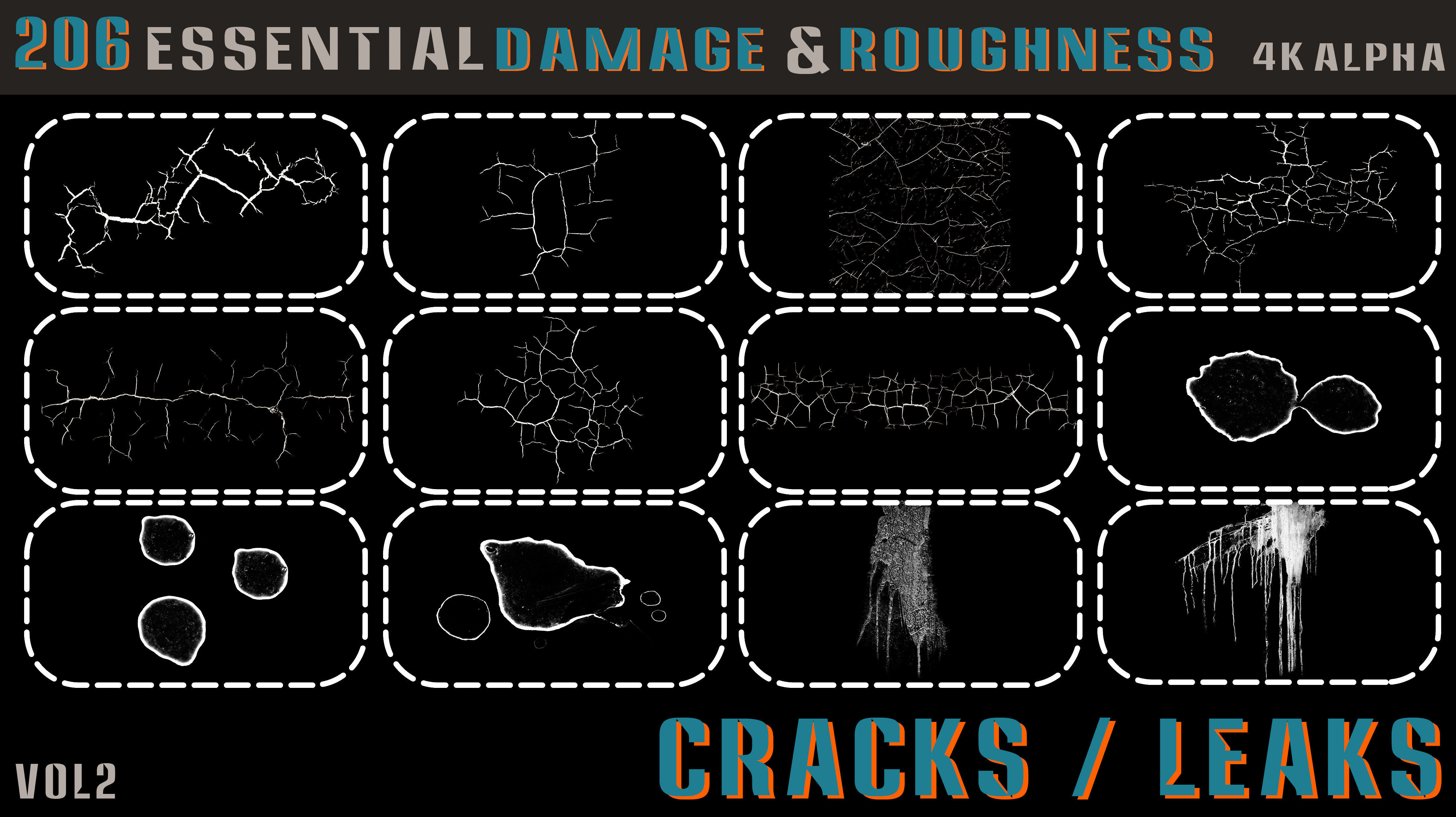 206 Essential Damage and Roughness Alpha-Vol2 Texture | CGTrader