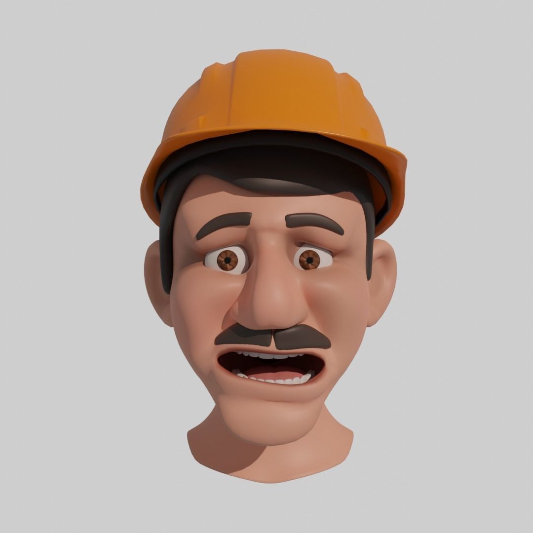 Construction Worker Mans Head 3D model rigged | CGTrader