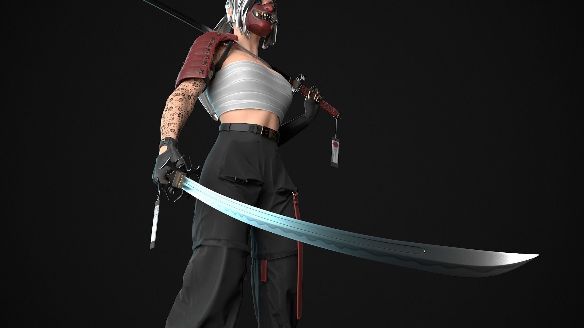 3D model Cyberpunk Girl- Game Ready Low-poly 3D model VR / AR / low ...