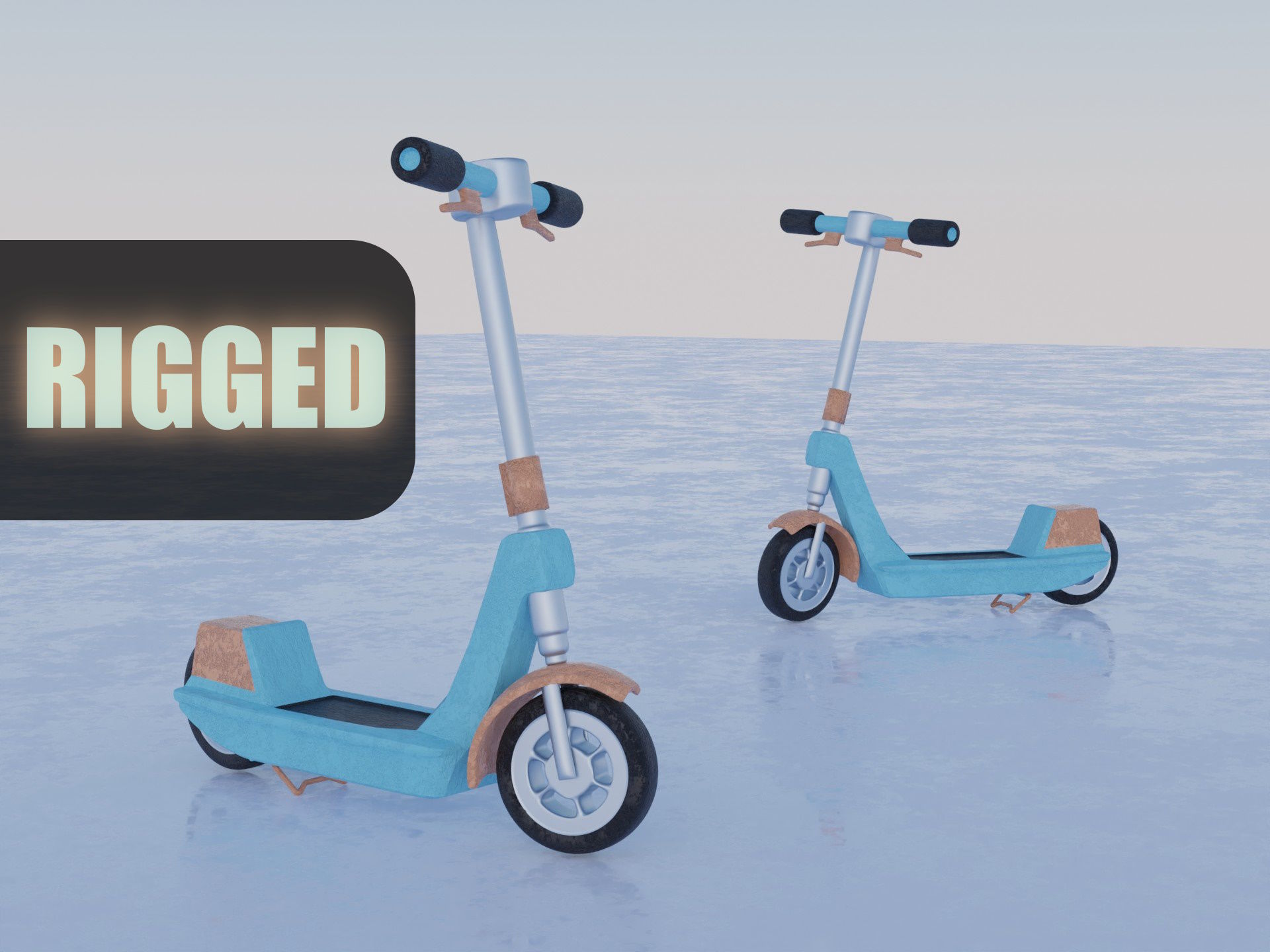3D model Elertical blue rigged scooter VR / AR / low-poly | CGTrader