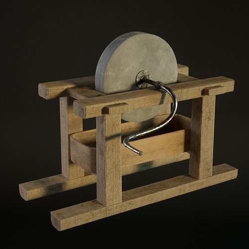 3D model medieval grinding wheel VR / AR / low-poly | CGTrader