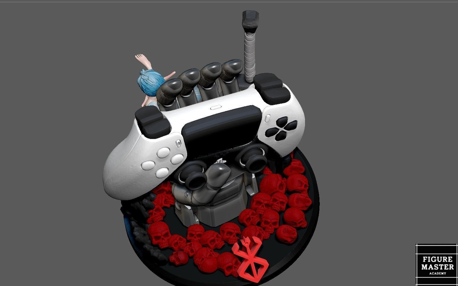 GUTS HAND WITH PUCK BERSERK PS4 PS5 CONTROLLER HOLDER FANTASY 3D model ...