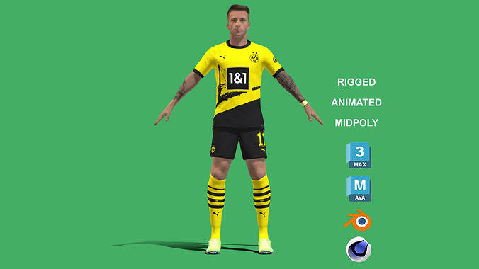 3D Rigged Marcos Reus Borussia Dortmund 2024 3D model animated rigged ...