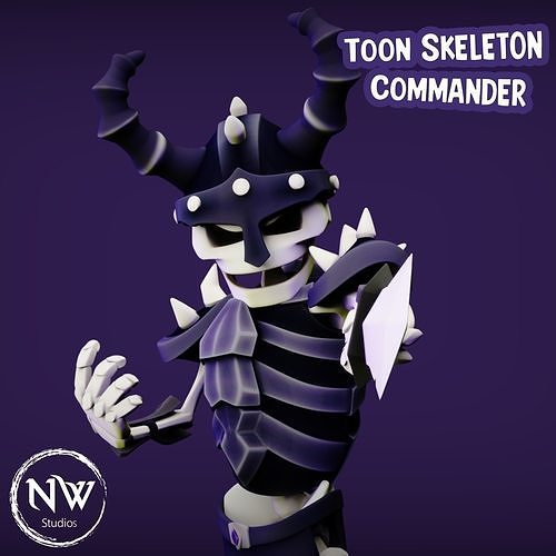 3D model Cartoon Skeleton Commander - Mobile Game Ready VR / AR / low ...