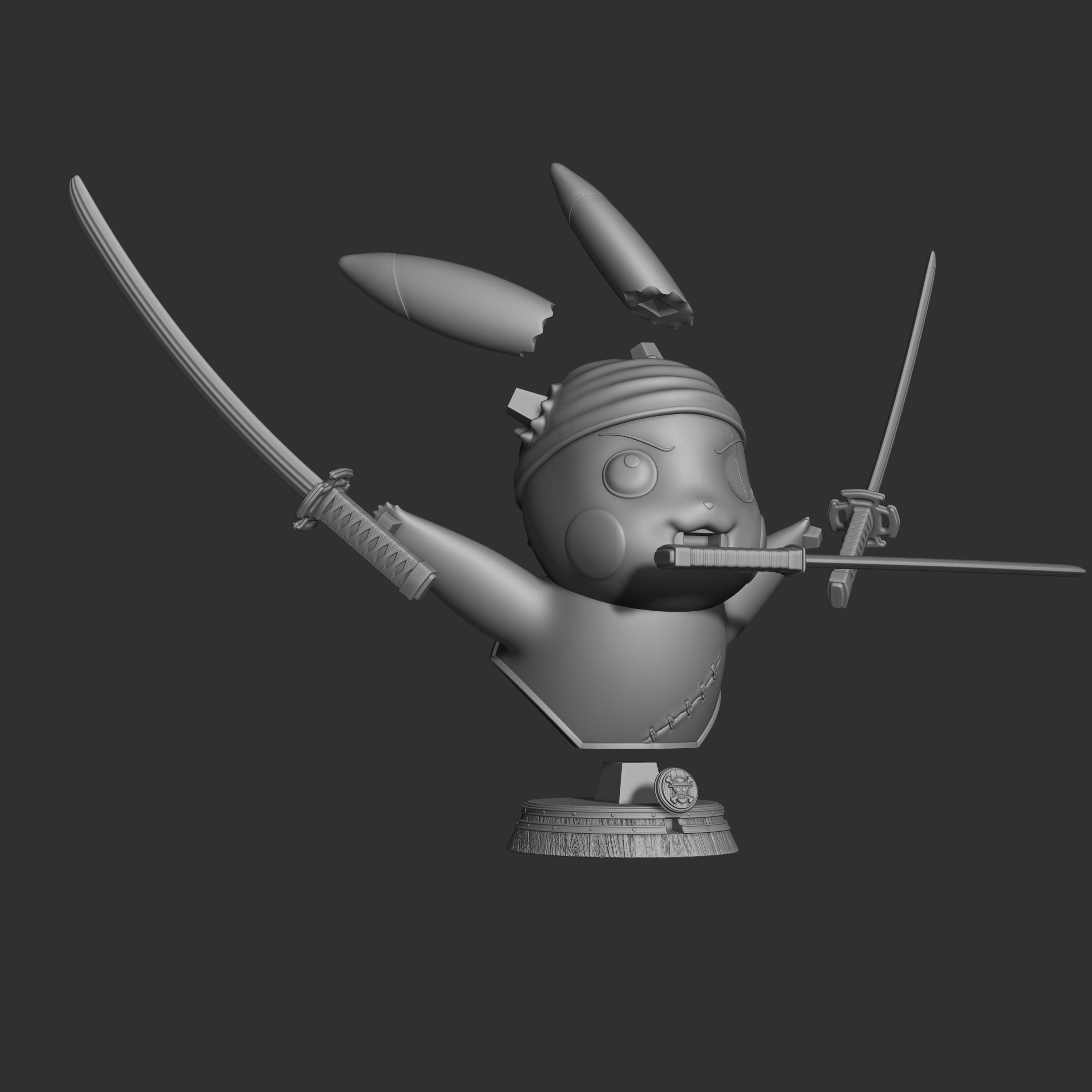 PIKACHU ZORO POKEMON ONE PIECE - BUST 3D model 3D printable | CGTrader