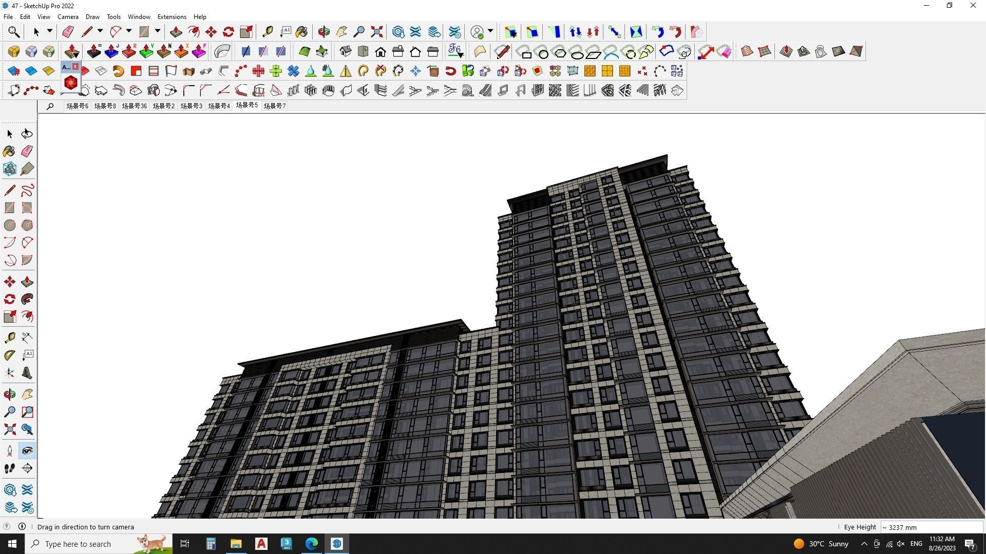 Aerial view of a landscape design with Apartment building 3D model ...