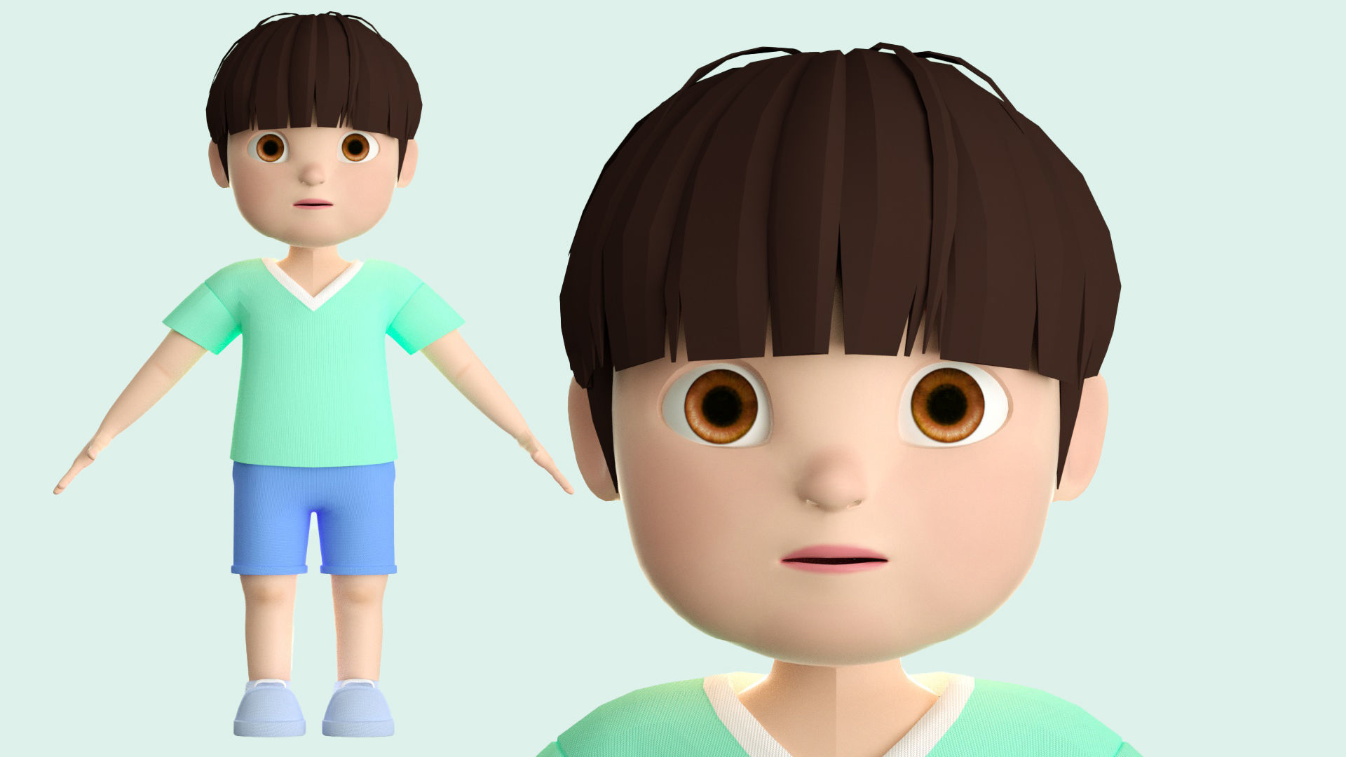 Cartoon Boy Child Studen Little Fat Man 3D model | CGTrader