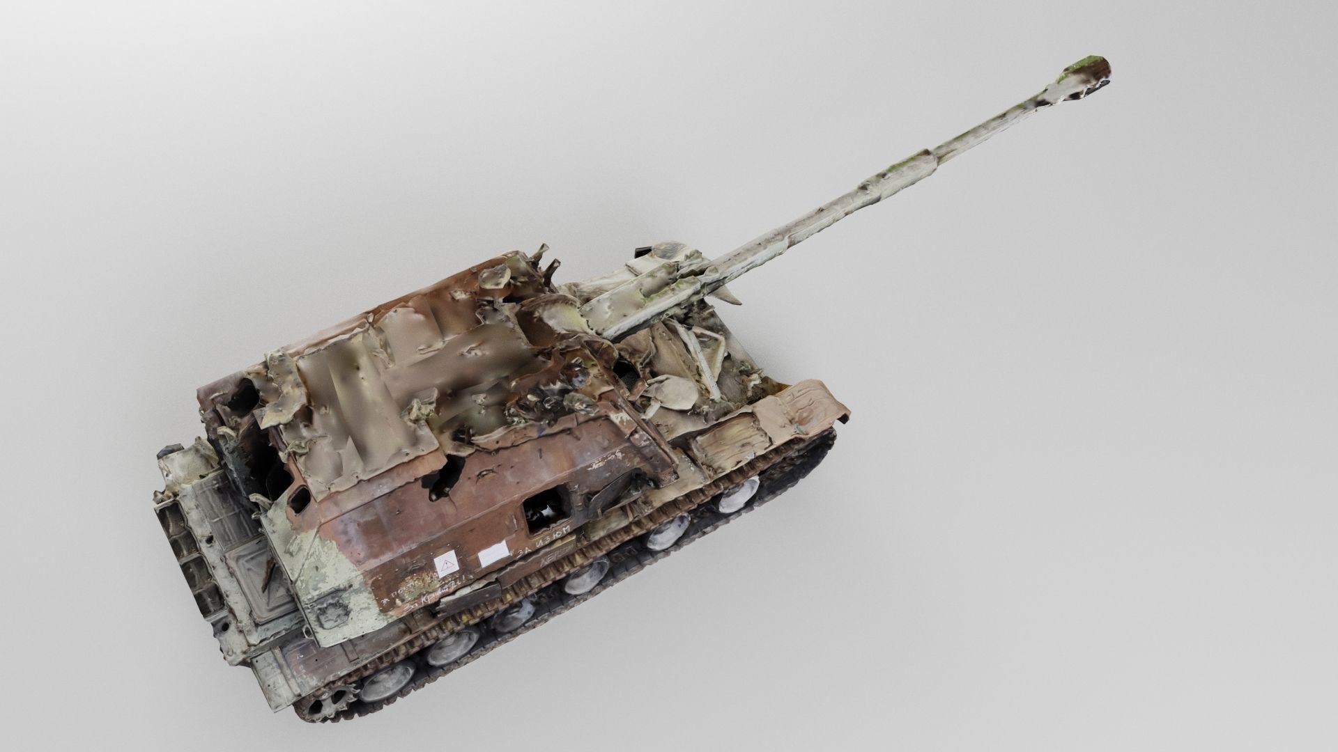 Destroyed 2S19 Msta 152 mm self-propelled howitzer 3D model | CGTrader