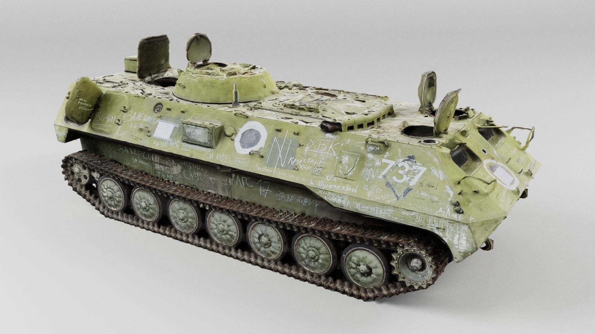 destroyed russian MT-LB multi-purpose towing vehicle 3D model | CGTrader