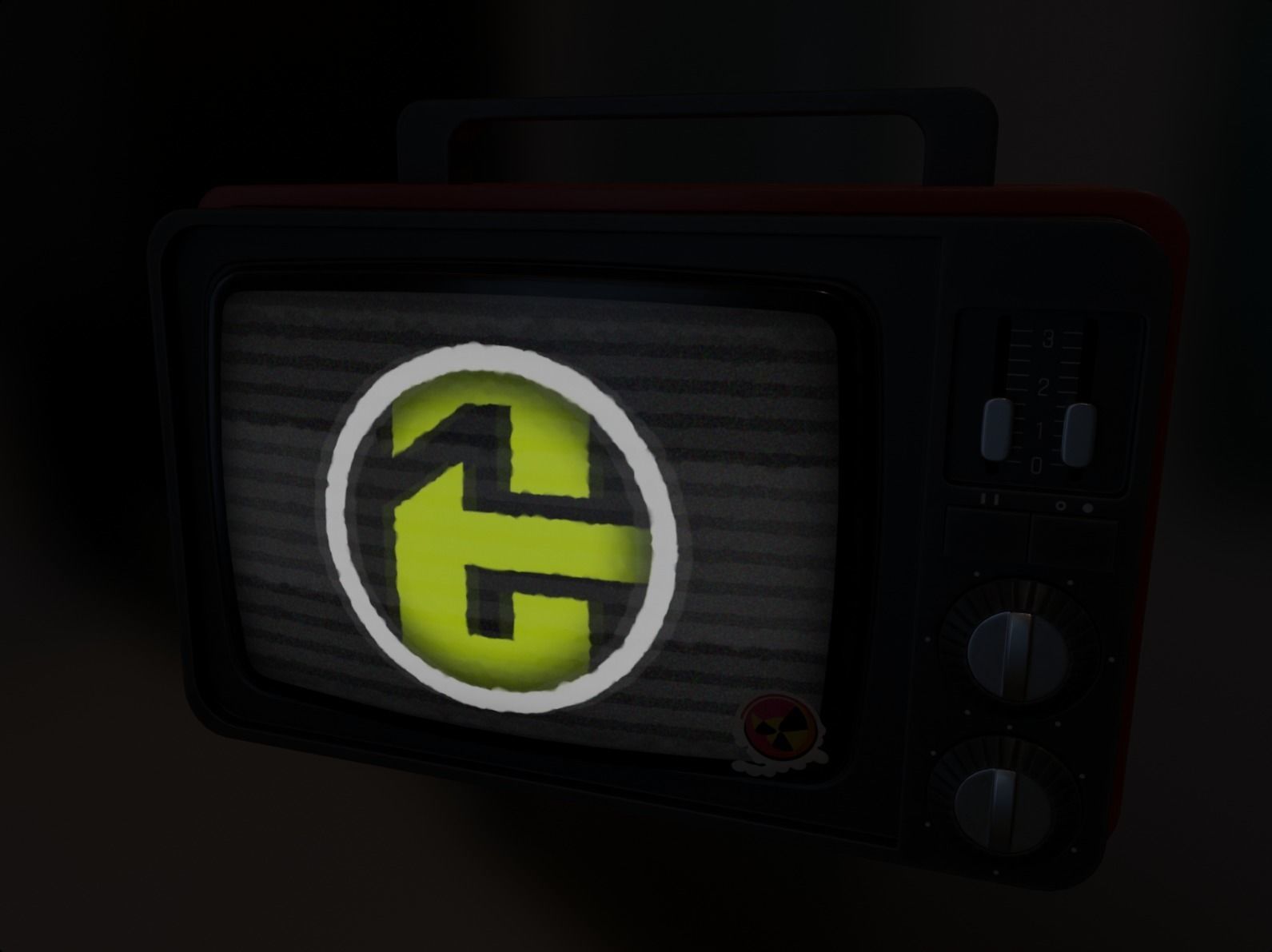 3D model red television retro vintage tv with sticker lowpoly 3d model ...