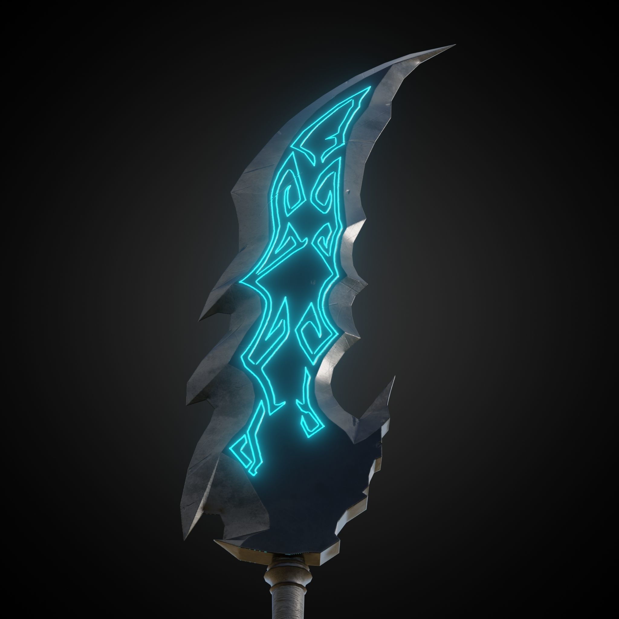 3D model Wounded Sword Emissive Cyan VR / AR / low-poly | CGTrader