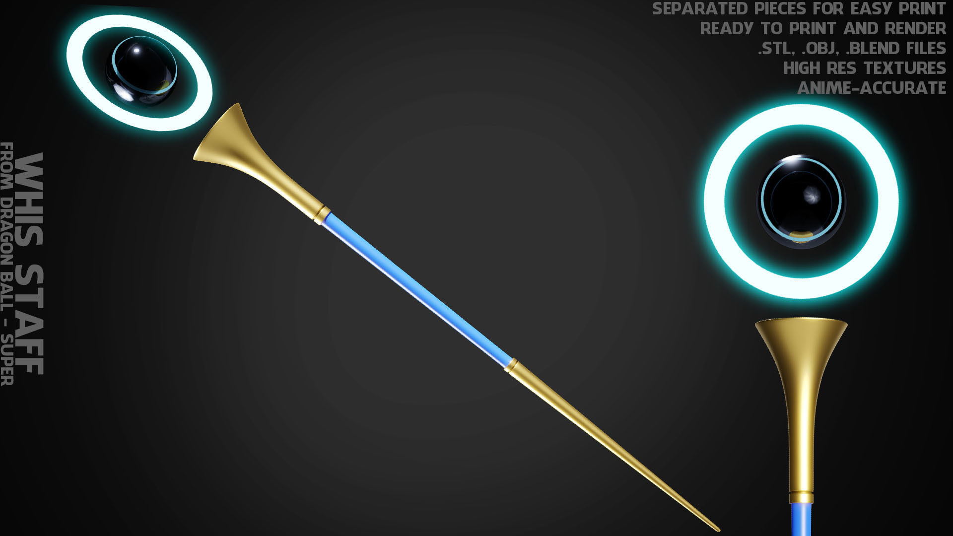 Dragon Ball Whis Angel Attendant Staff for Cosplay 3D model 3D ...