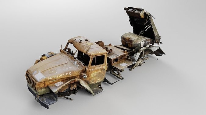 Destroyed BM-21 Grad or hailstorm multiple rocket launcher 3D model ...