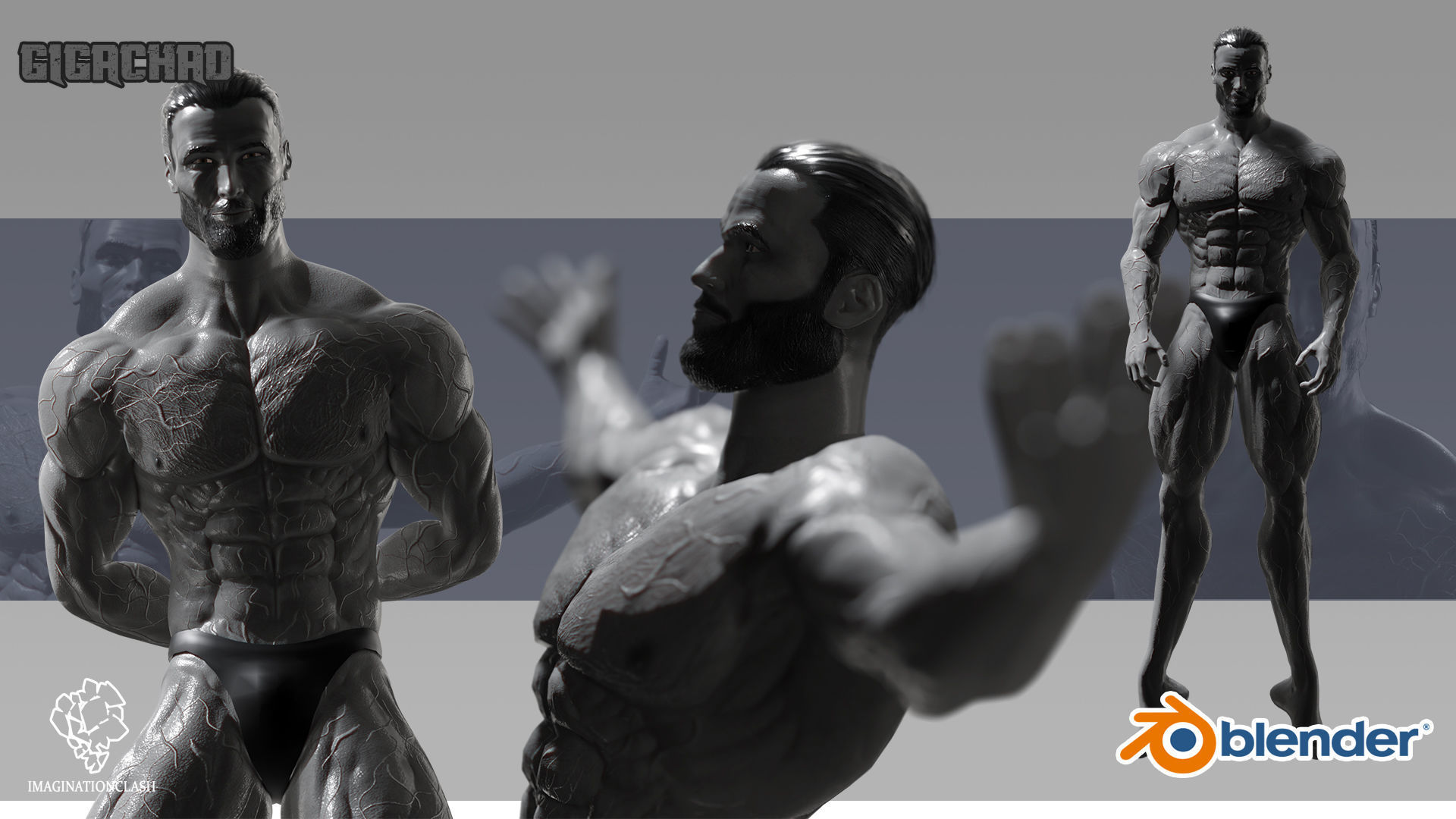 GIGACHAD Male 3D model animated rigged | CGTrader