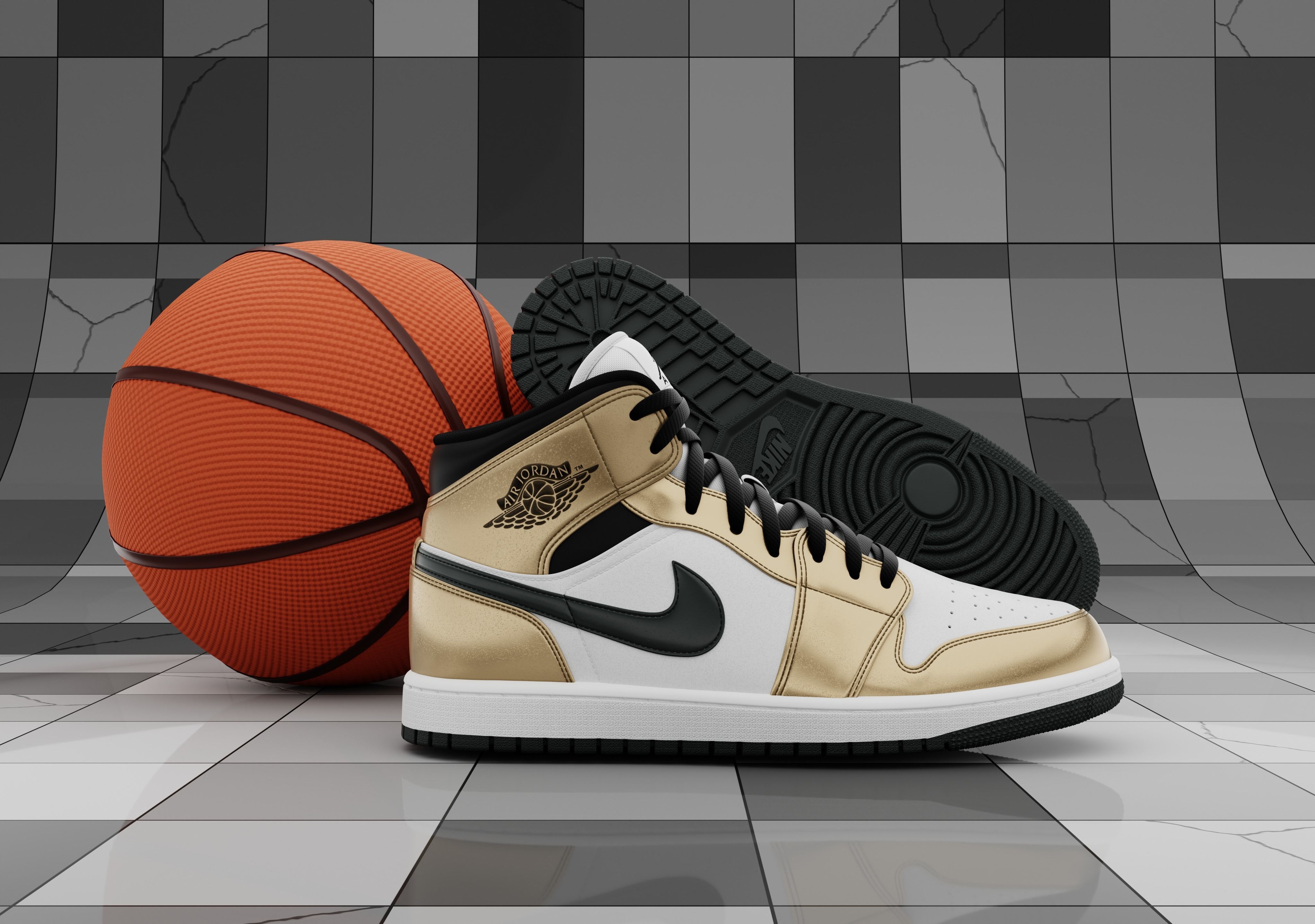 Air Jordan 1 Mid 3D model | CGTrader