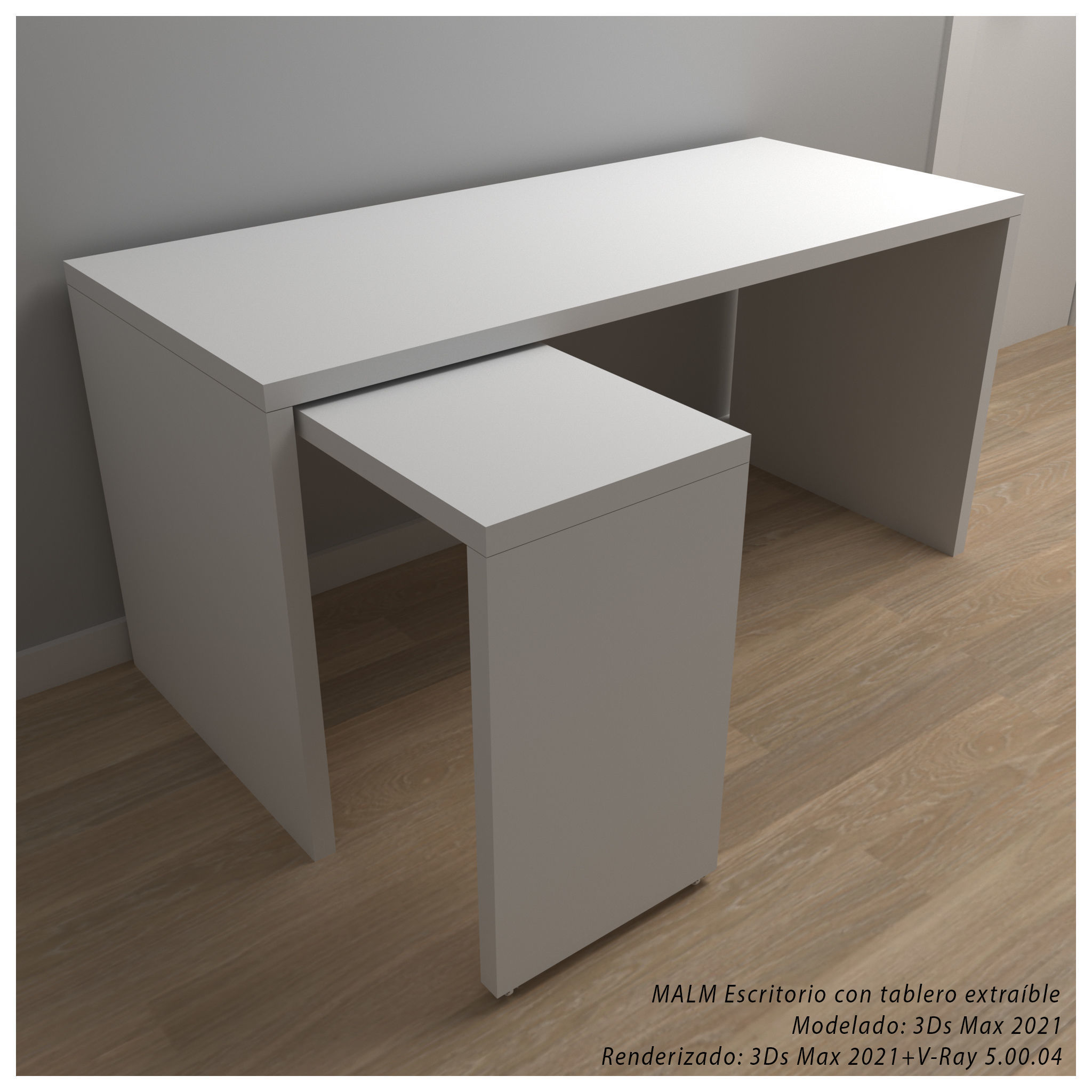 IKEA MALM desk with removable table top 3D model | CGTrader