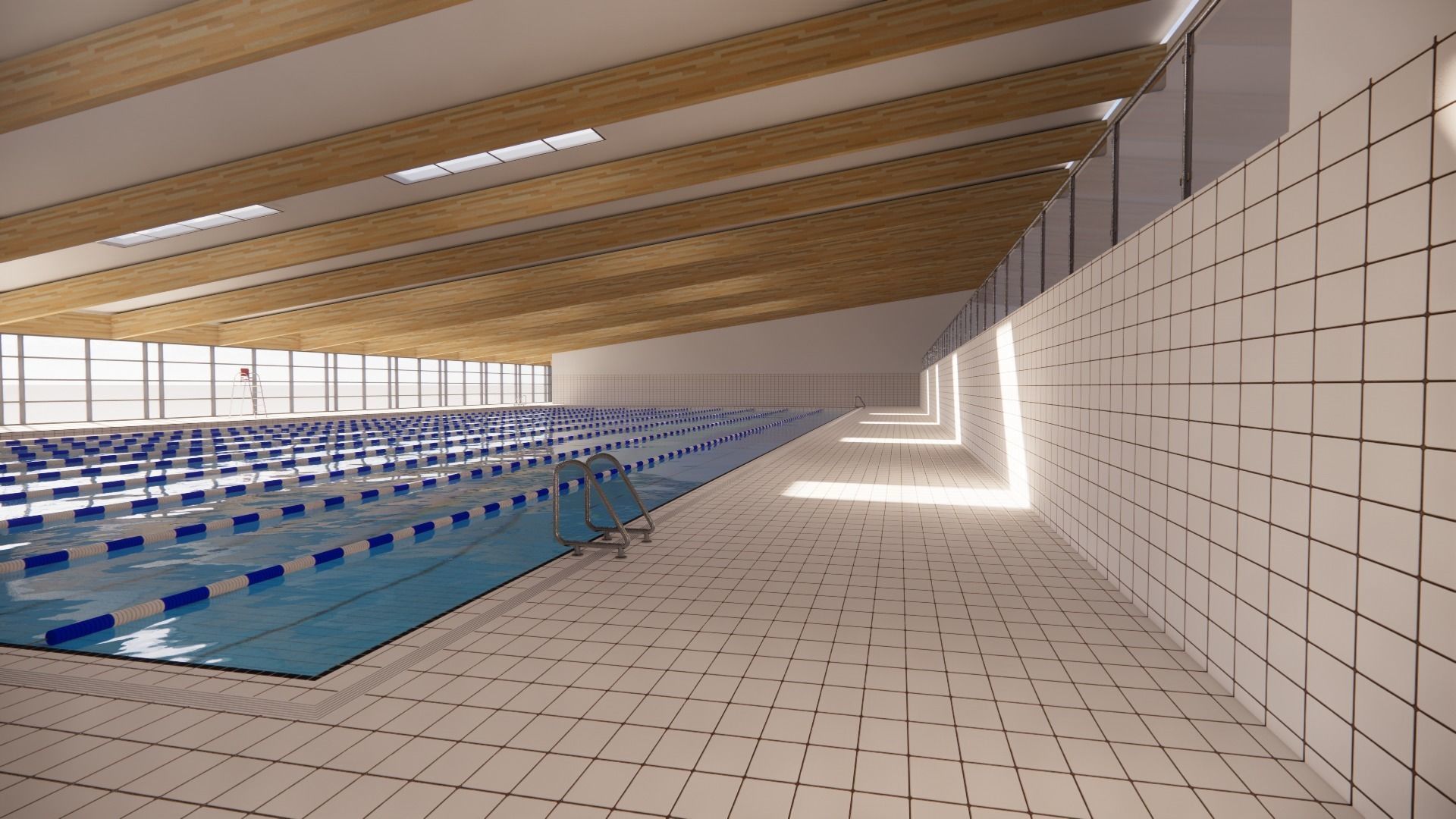 Swimming pool 50 meters 3D model | CGTrader