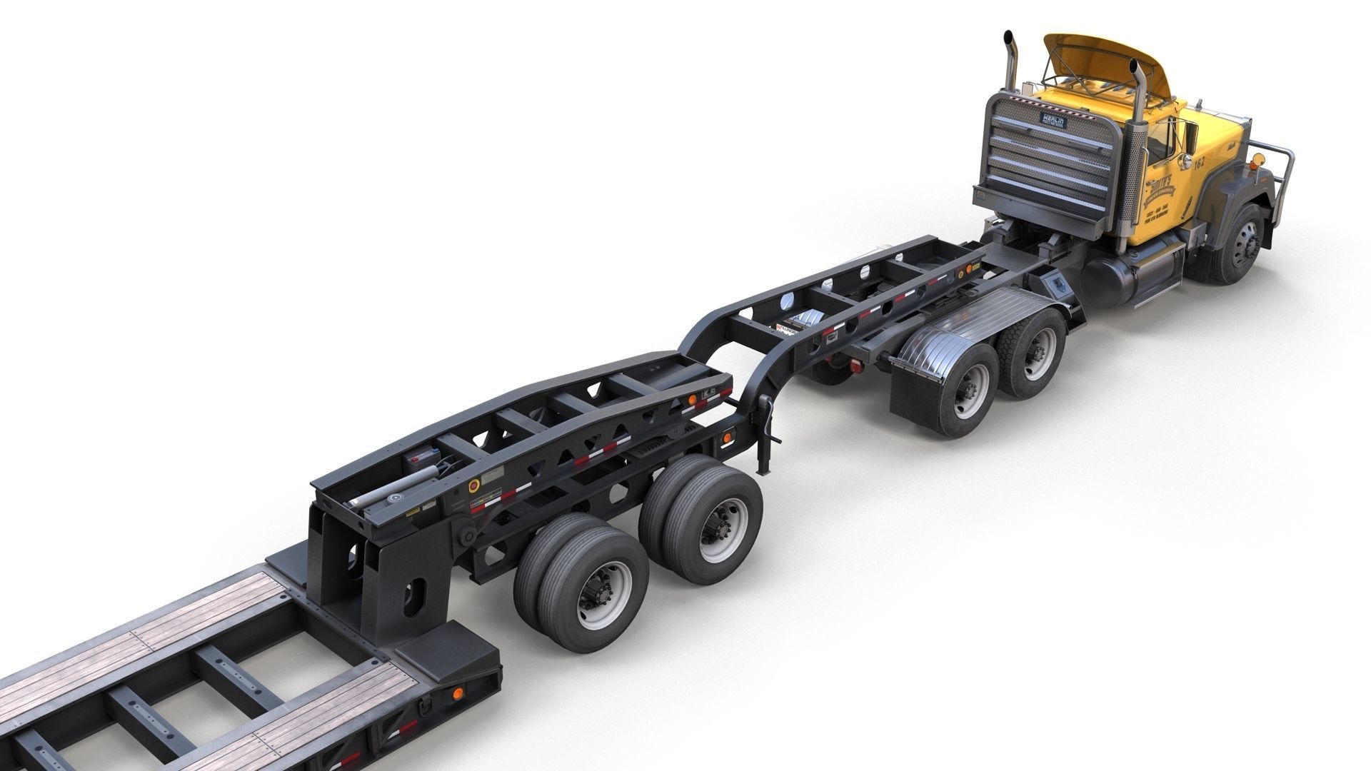 3D model SuperLiner Lowboy trailer VR / AR / low-poly | CGTrader