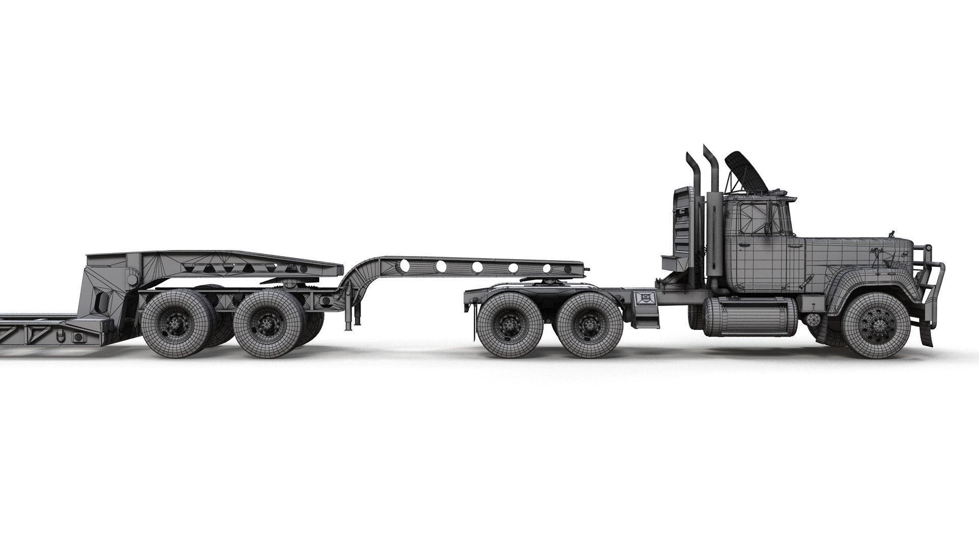 3D model SuperLiner Lowboy trailer VR / AR / low-poly | CGTrader