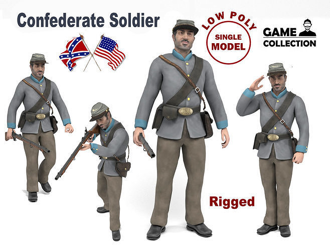 3D model Confederate Soldier VR / AR / low-poly | CGTrader