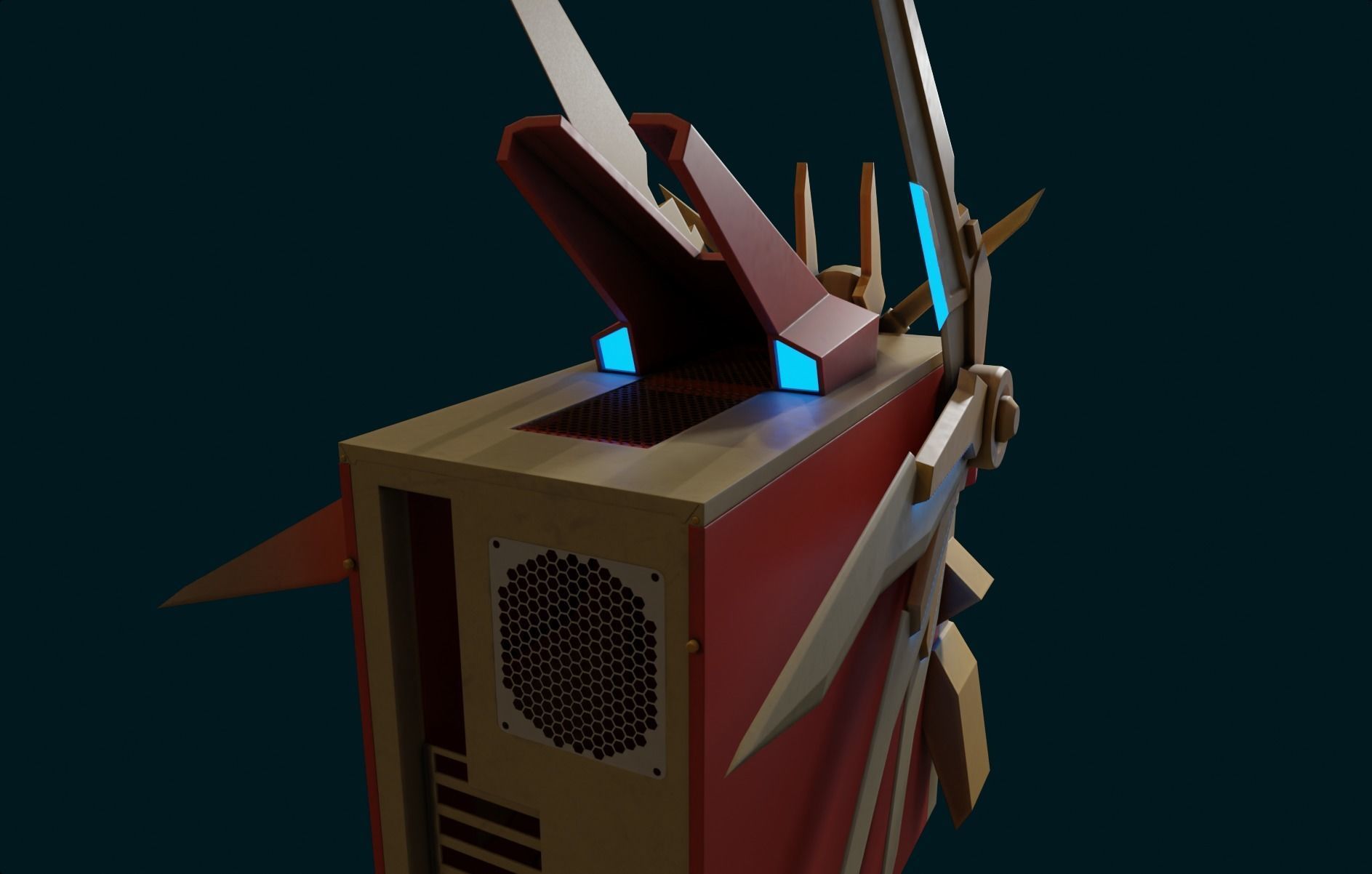 3D model Custom pc case gundam mech cyber style computer lowpoly rgb VR ...