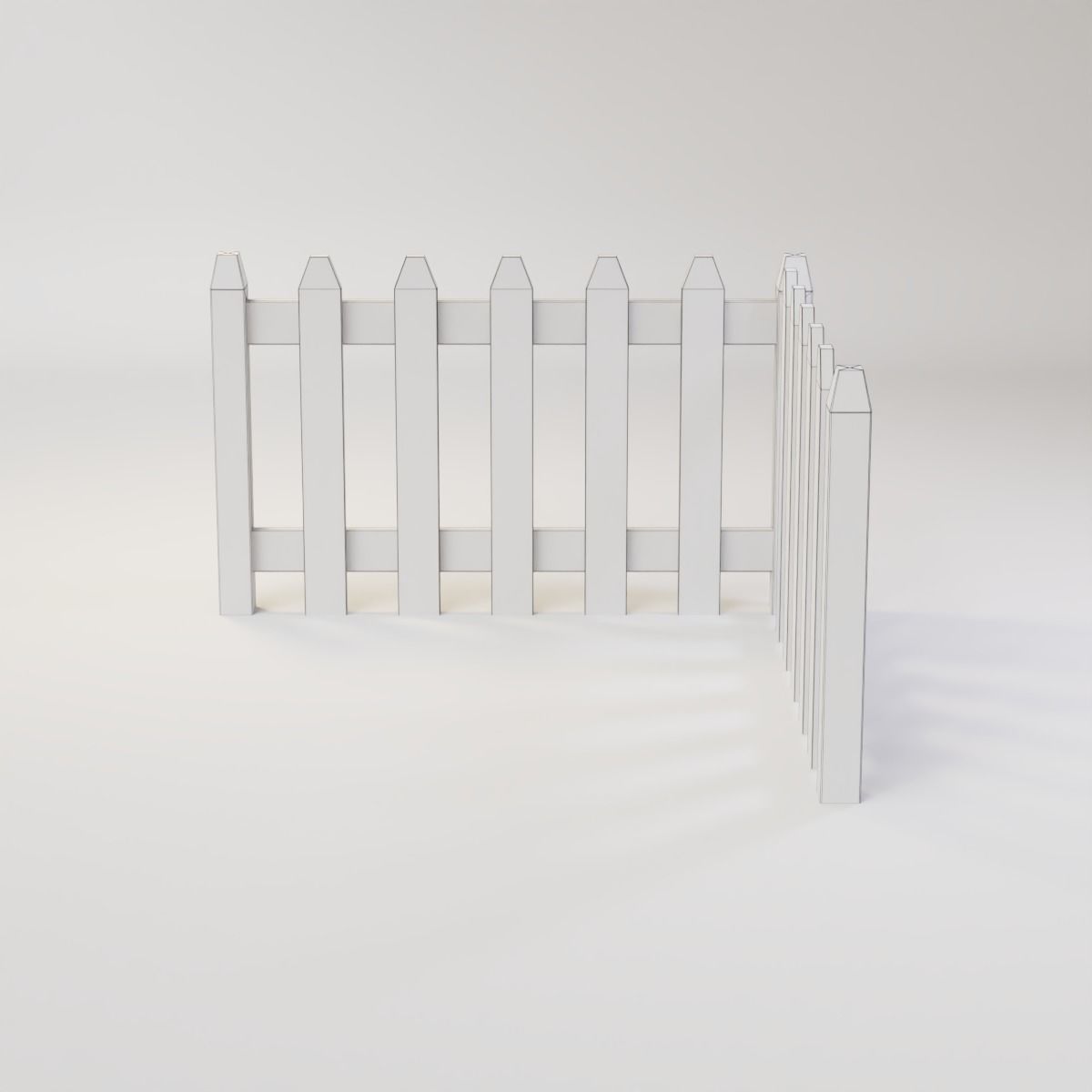 3D model Modular Fence Kit Pack - Angled Picket Fence VR / AR / low ...