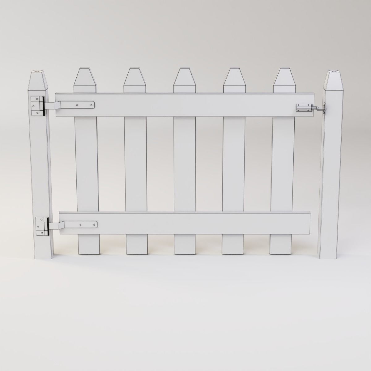 3D model Modular Fence Gate - Angled Picket Fence Gate VR / AR / low ...