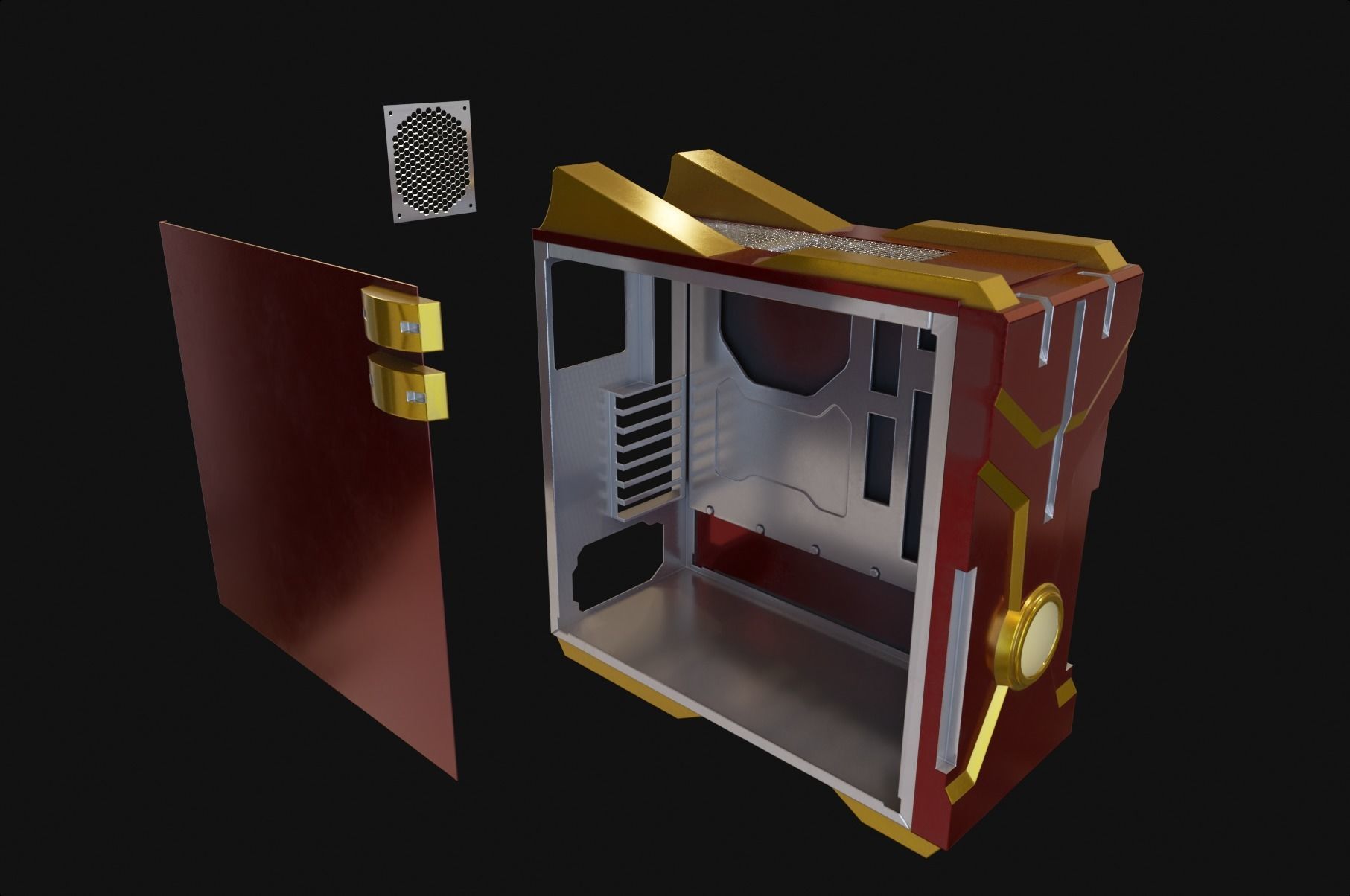 3D model Custom pc case iron man color style gaming gamer VR / AR / low ...