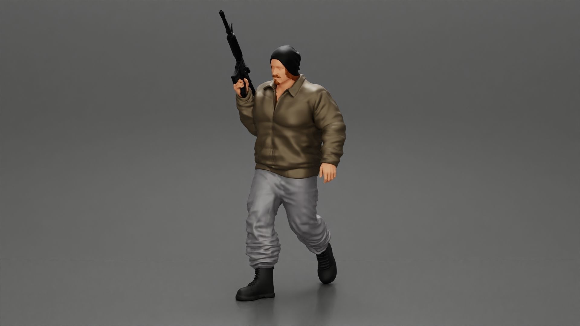 mafia gangster in jacket and pants holding a submachine gun 3D model 3D ...