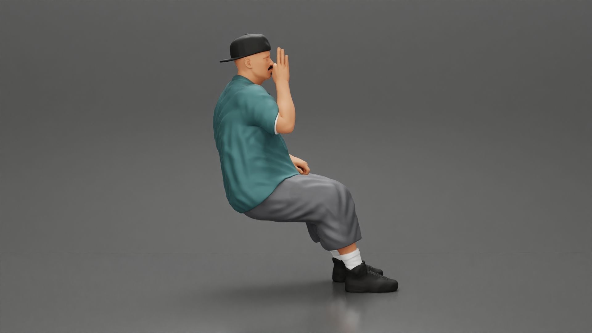 Gangster homie in cap backwards Sitting On the car Smoking Cigar 3D ...