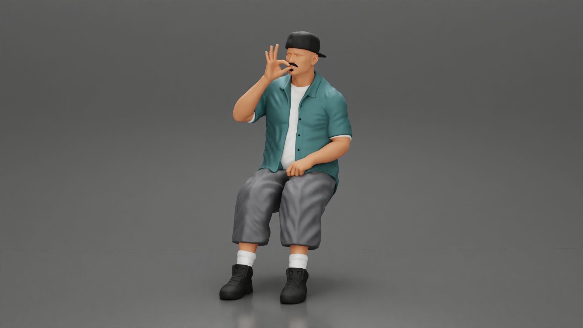 Gangster homie in cap backwards Sitting On the car Smoking Cigar 3D ...