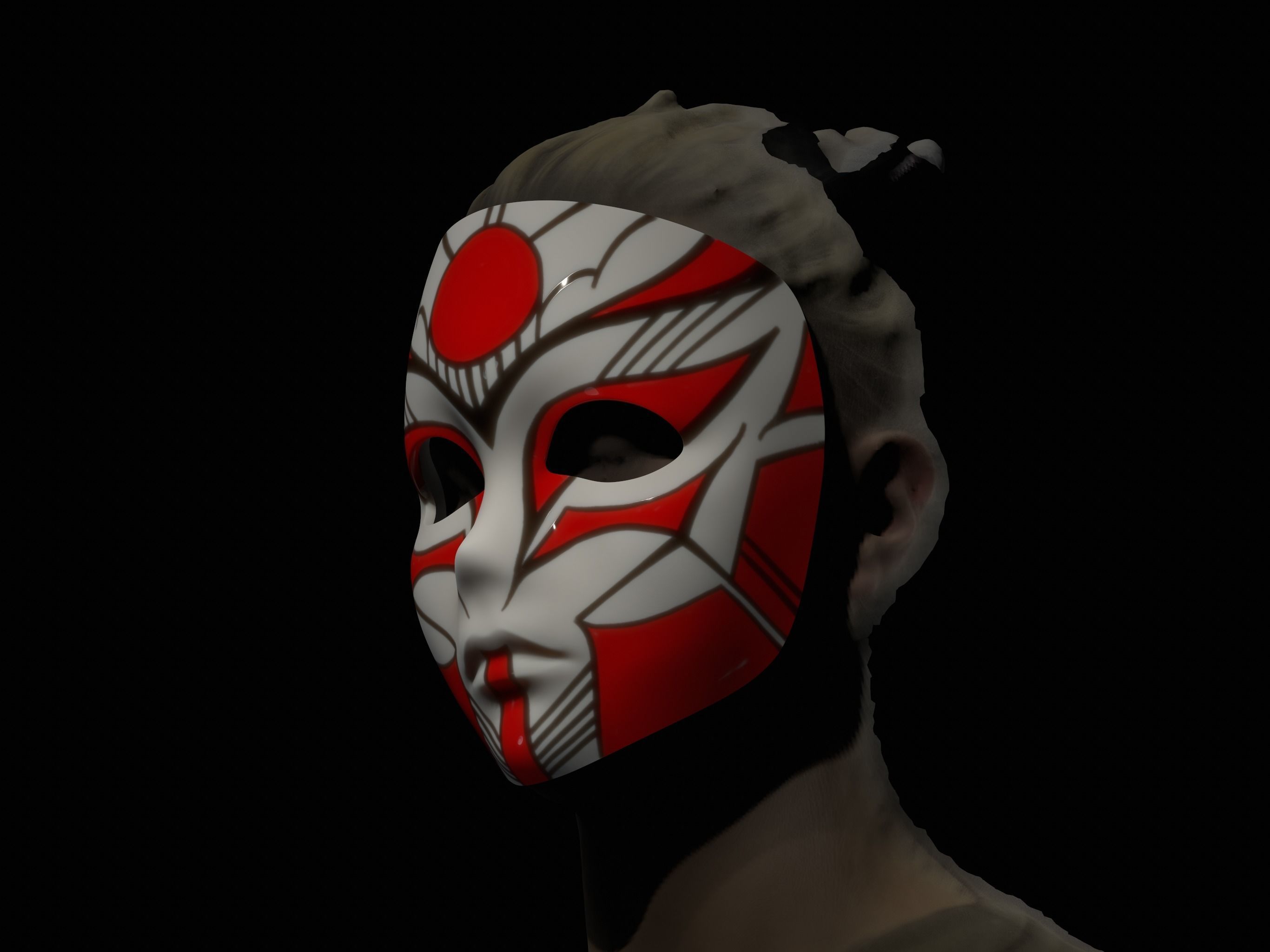 3D Model of Japanese Dolly Mask Halloween Puppet free 3D model 3D ...