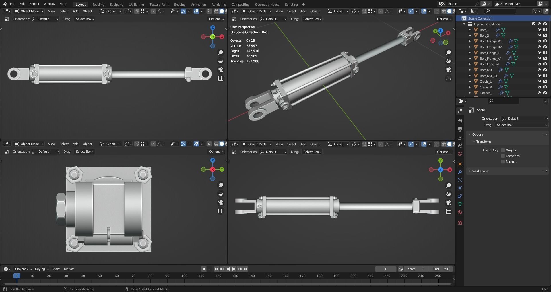 Hydraulic Cylinder 3D model | CGTrader