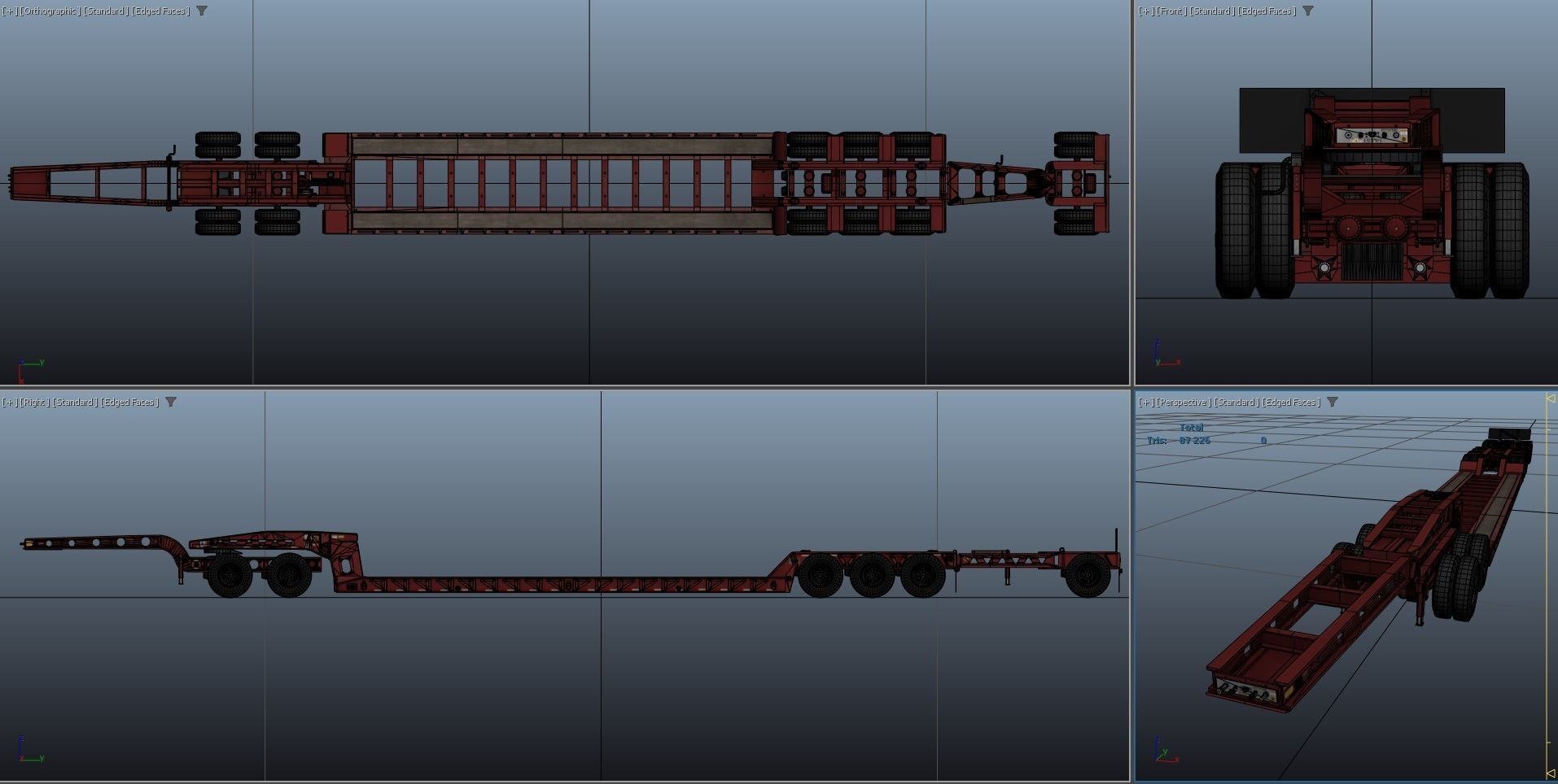 3D model Lowboy trailer VR / AR / low-poly | CGTrader