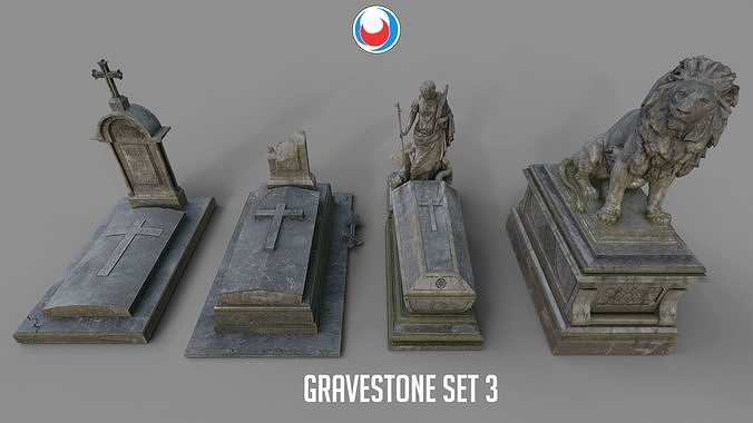 3D model Cemetery gravestone set 3 VR / AR / low-poly | CGTrader