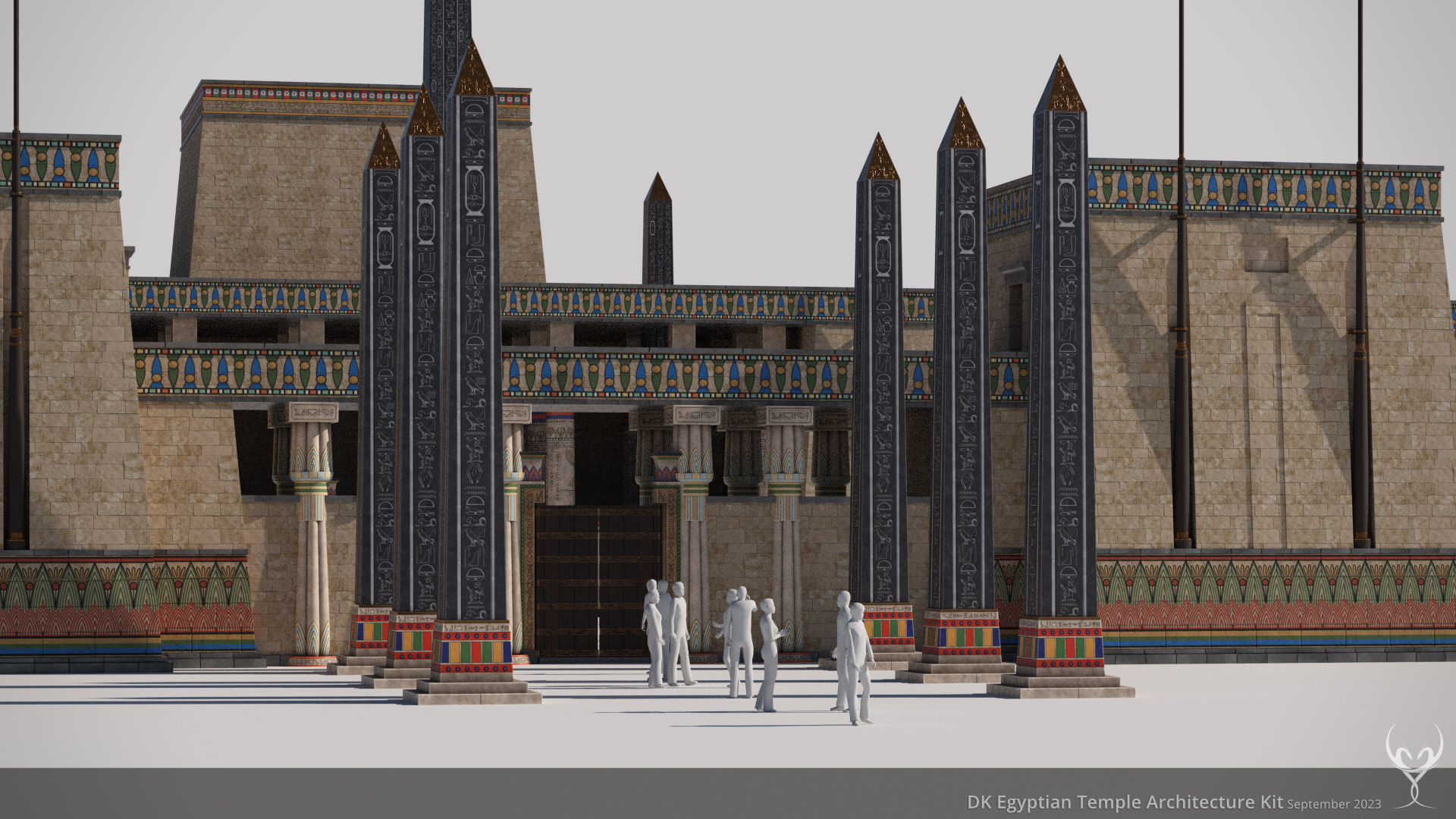 3D model D Kit Egyptian Temple Architecture Kit VR / AR / low-poly ...