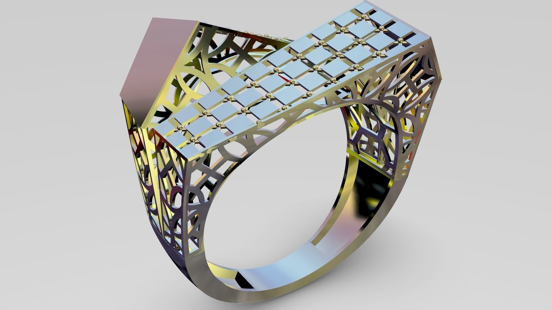 Angular gold ring code 107 3D model 3D printable | CGTrader