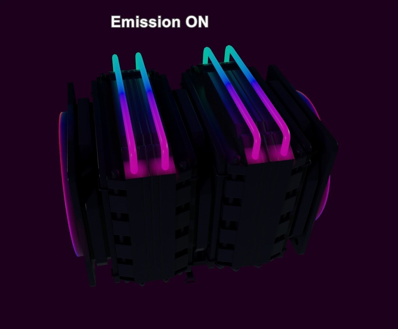 3D model colorful rgb rainbow cpu cooler 2 fan pc computer lowpoly VR ...