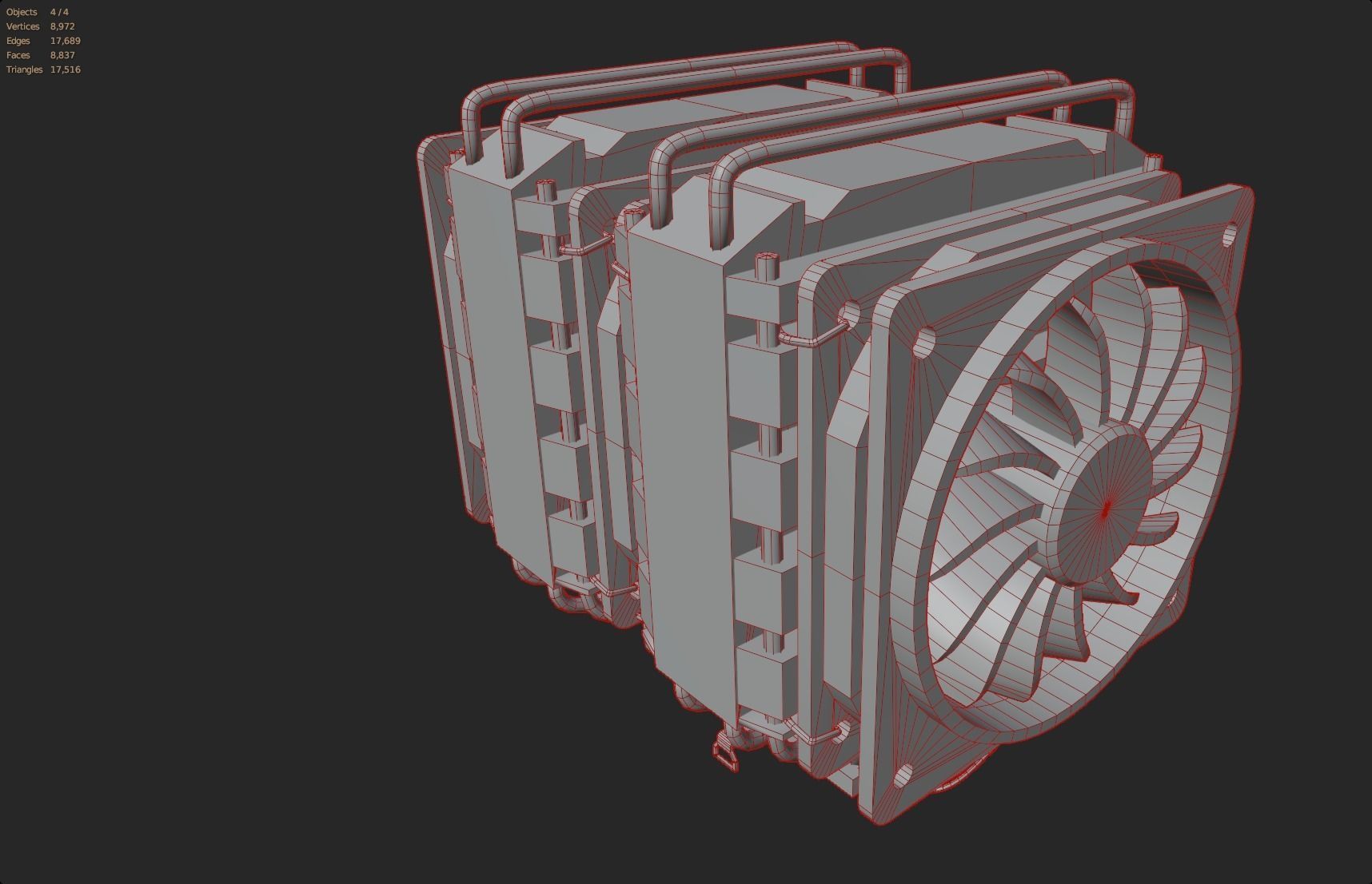 3D model rgb cpu cooler 2 fan nuclear green pc computer asset lowpoly ...