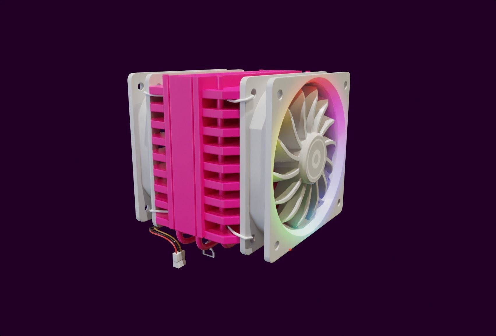 3D model girl pink rgb cpu cooler gamer gaming pc computer lowpoly VR ...