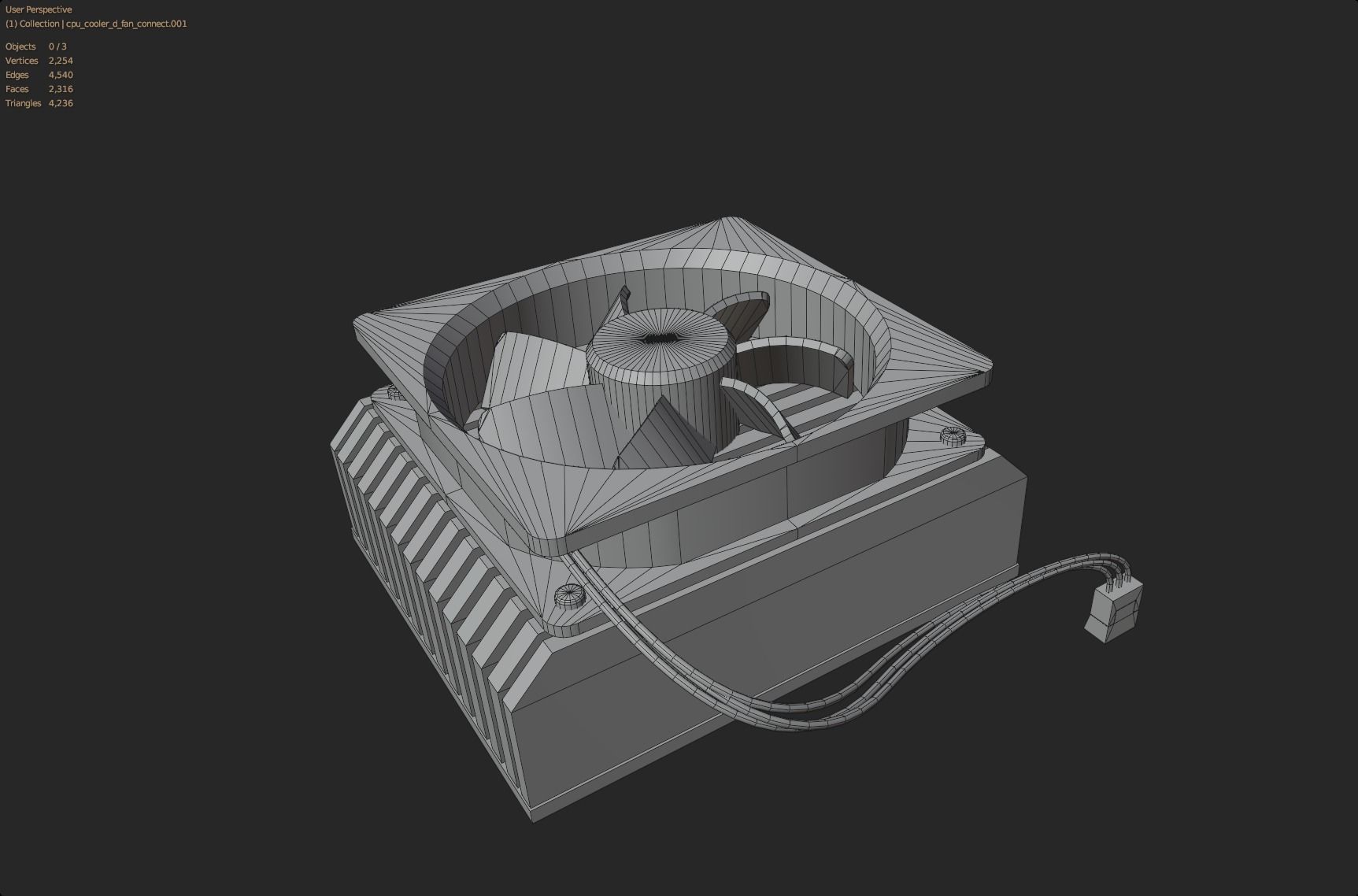 3D model yellow cpu cooler fan computer fan lowpoly game ready VR / AR ...