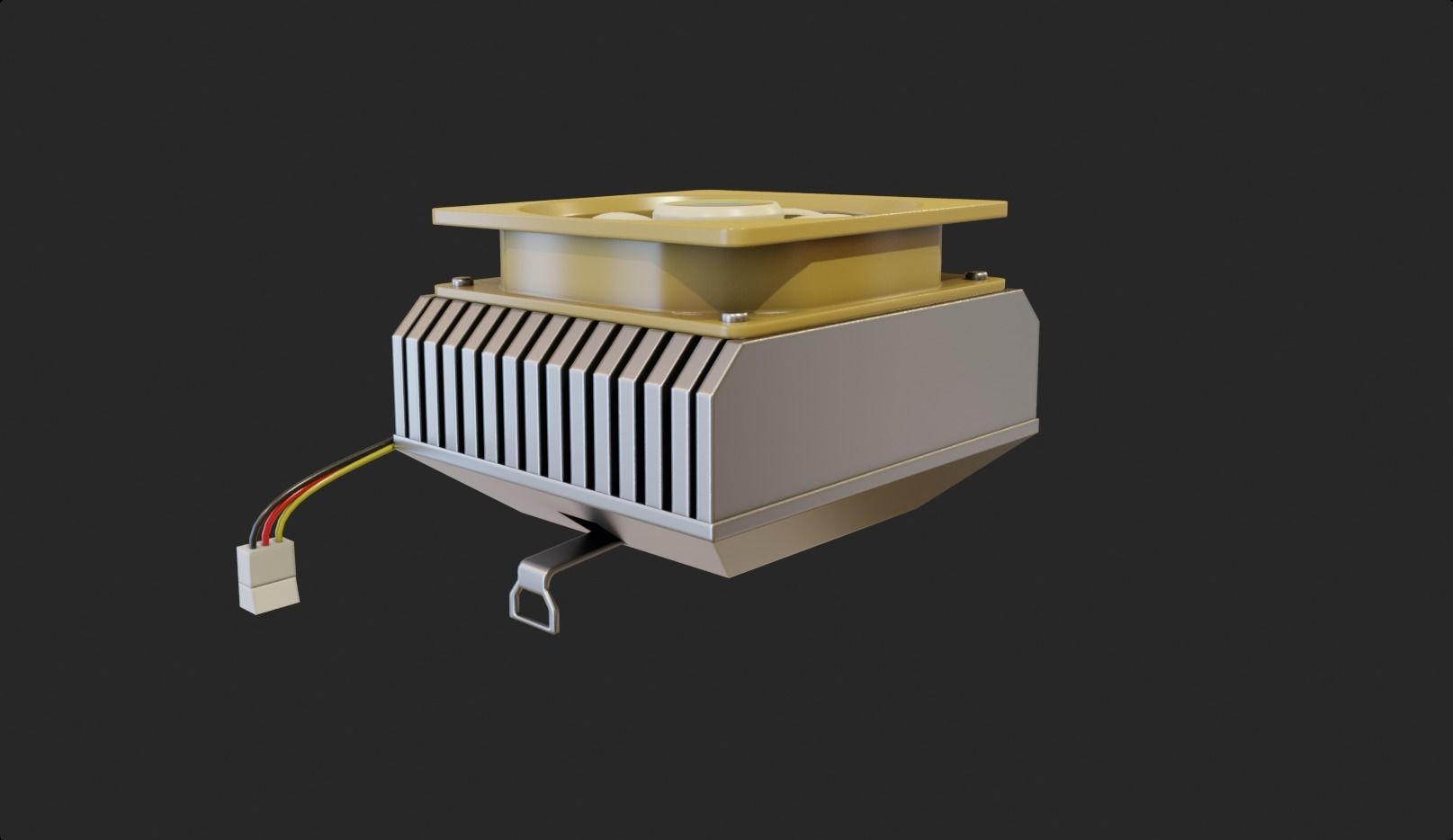 3D model yellow cpu cooler fan computer fan lowpoly game ready VR / AR ...