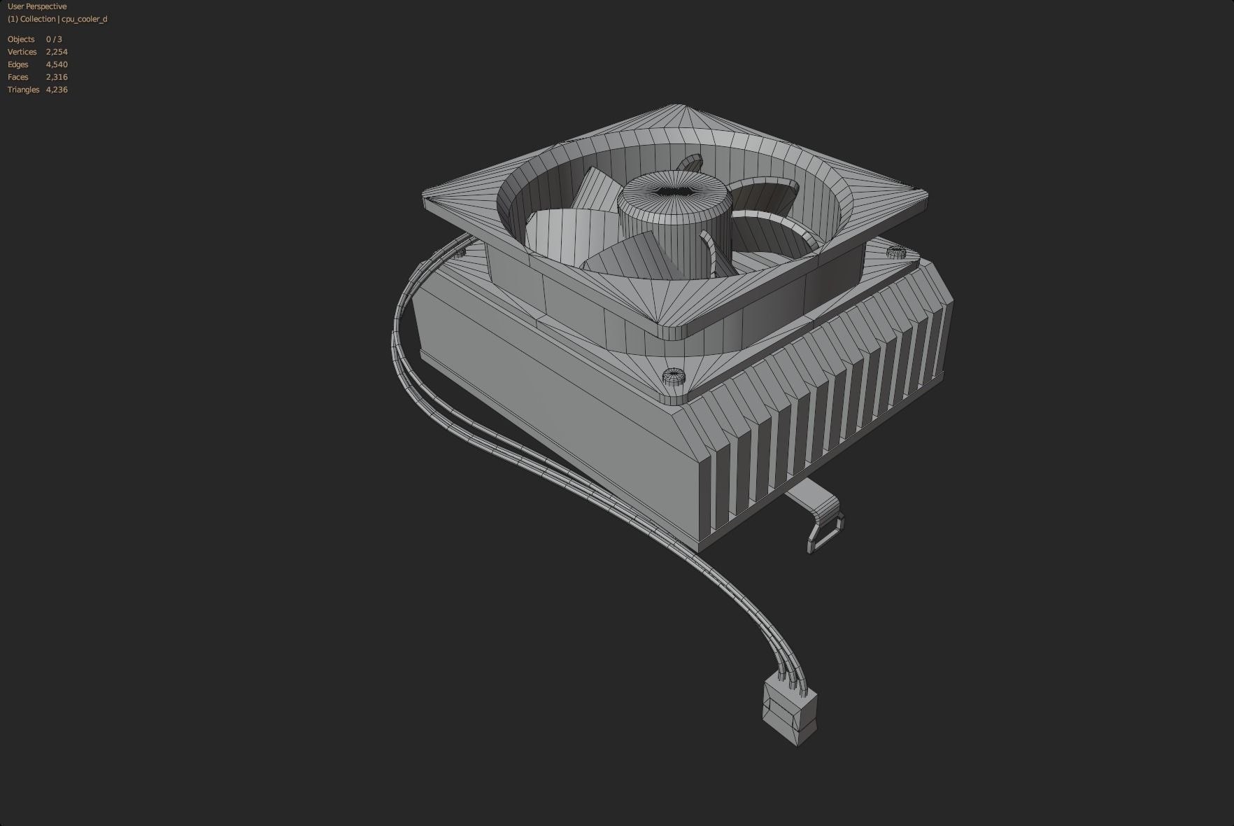 3D model bronze brown cpu cooler lowpoly game ready pbr VR / AR / low ...