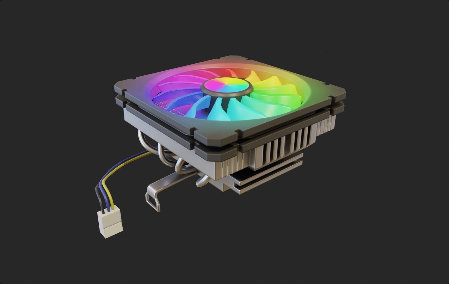 3D model rgb cpu cooler fan gaming alu lowpoly computer pc fan pbr VR ...