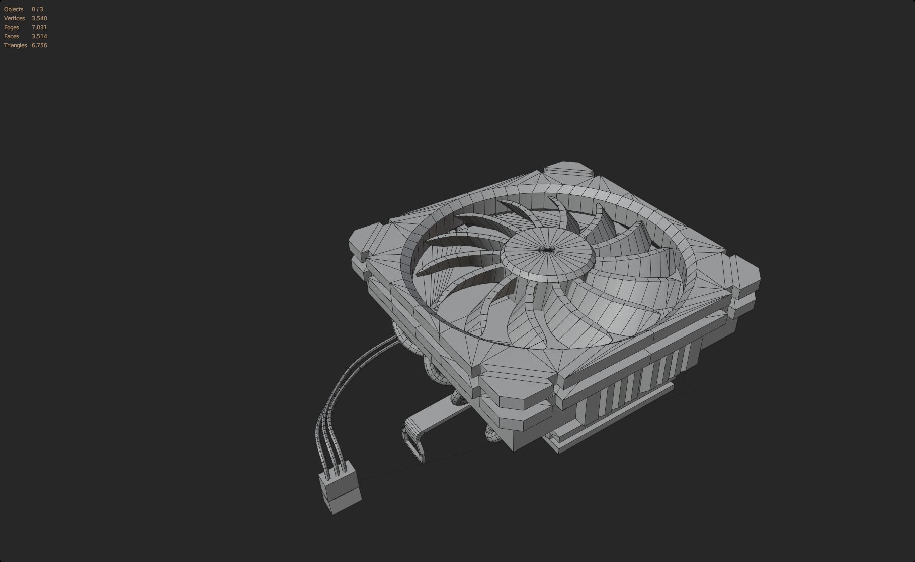 3D model rgb cpu cooler fan gaming alu lowpoly computer pc fan pbr VR ...