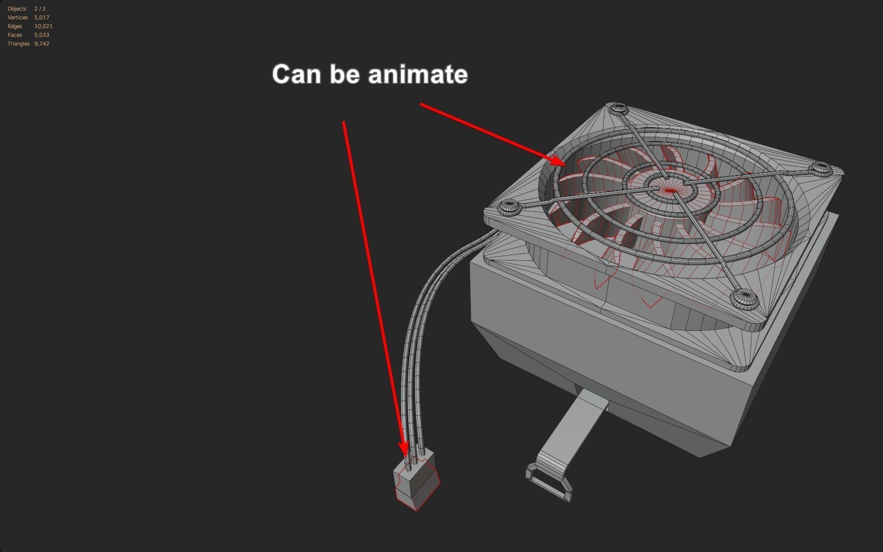 3D model pc cpu cooler fan dust dirty lowpoly pbr computer VR / AR ...