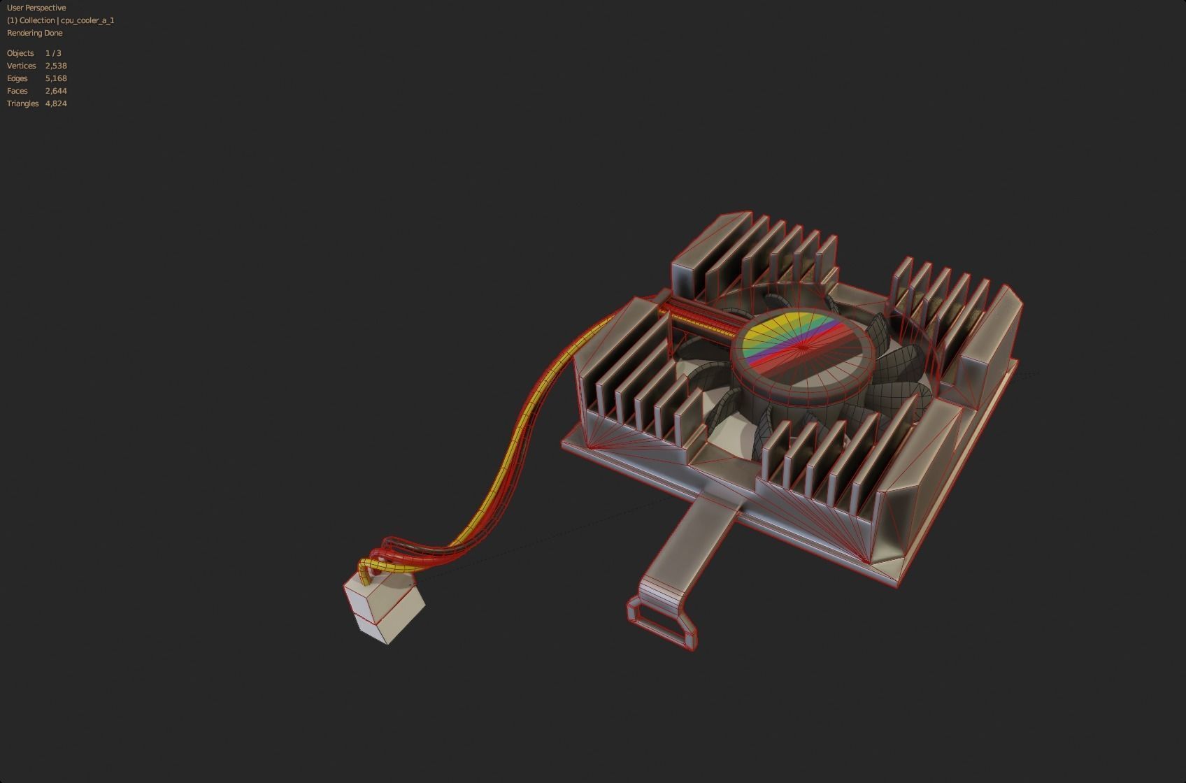 3D model cpu cooler retro vintage simple computer fan cooler lowpoly VR ...