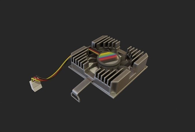 3D model cpu cooler retro vintage simple computer fan cooler lowpoly VR ...