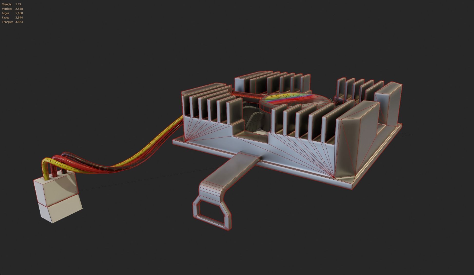 3D model cpu cooler retro vintage simple computer fan cooler lowpoly VR ...