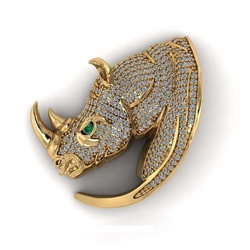 rhino necklace diamond 3D model 3D printable | CGTrader